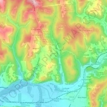 Le Roc topographic map, elevation, terrain