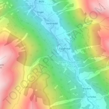 Pfitschebach Wasserfall topographic map, elevation, terrain