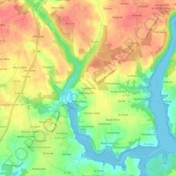 Saint-Roch topographic map, elevation, terrain