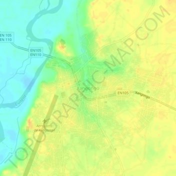 Xangongo topographic map, elevation, terrain