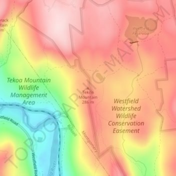 Tekoa Mountain topographic map, elevation, terrain