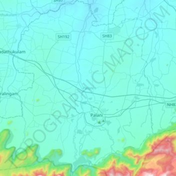 Palani topographic map, elevation, terrain