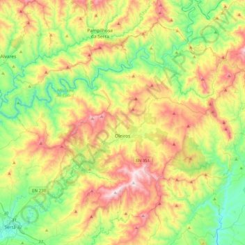 Oleiros topographic map, elevation, terrain