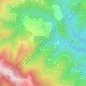 Taulis topographic map, elevation, terrain