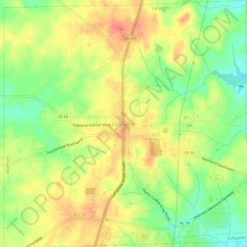 LaFayette topographic map, elevation, terrain