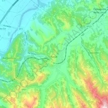 Neive topographic map, elevation, terrain