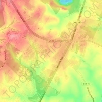 Ruckersville topographic map, elevation, terrain