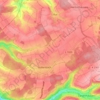 Hollenbach topographic map, elevation, terrain