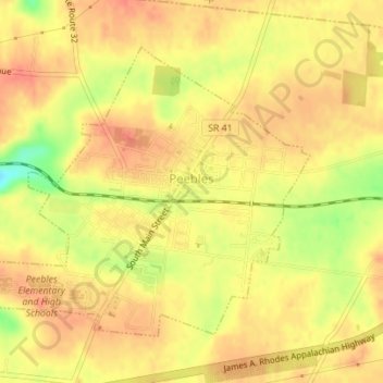 Peebles topographic map, elevation, terrain