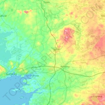 Athenry-Oranmore Municipal District topographic map, elevation, terrain