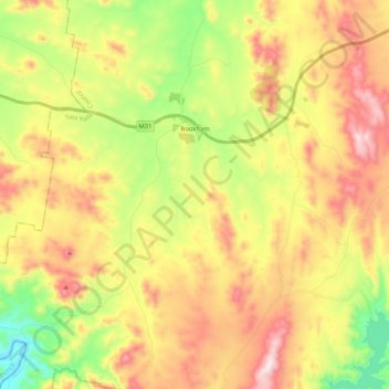 Bookham topographic map, elevation, terrain