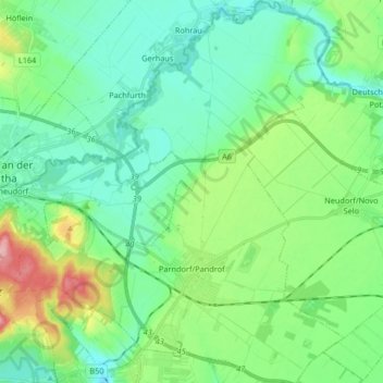 Parndorf topographic map, elevation, terrain