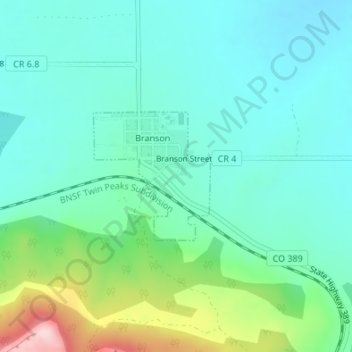 Branson topographic map, elevation, terrain