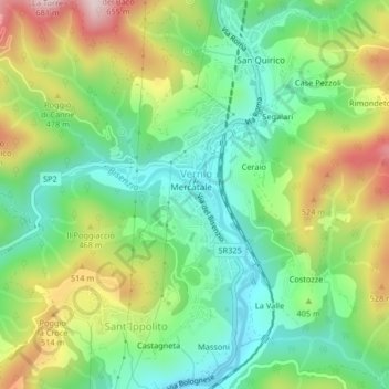Vernio topographic map, elevation, terrain