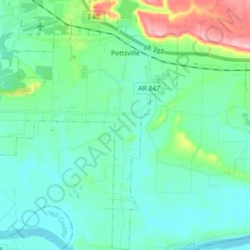 Pottsville topographic map, elevation, terrain