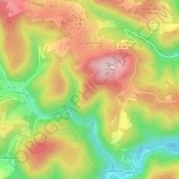 Langenfeld topographic map, elevation, terrain