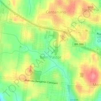 Bom Pastor topographic map, elevation, terrain
