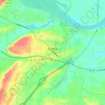 Barling topographic map, elevation, terrain