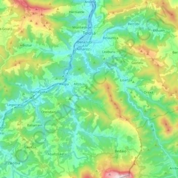 Tolosa topographic map, elevation, terrain