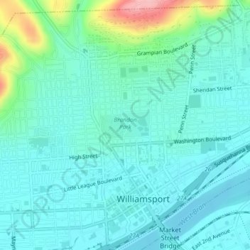 Brandon Park topographic map, elevation, terrain